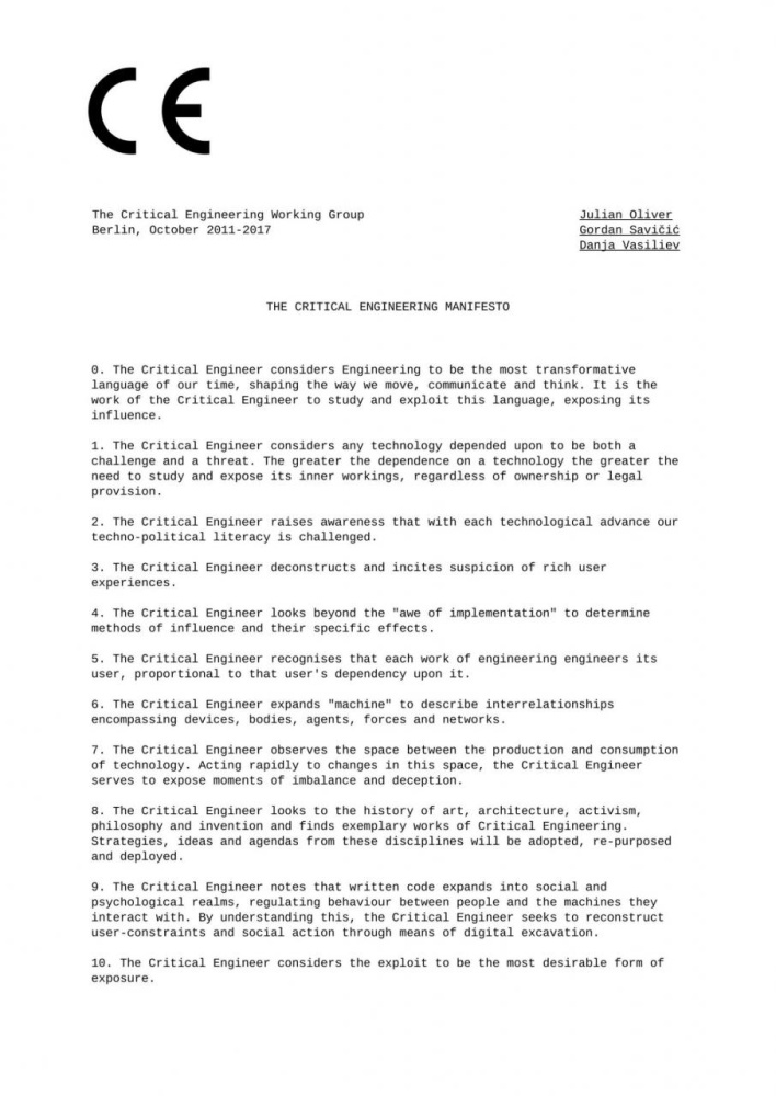 The Critical Engineering Manifesto | ZKM